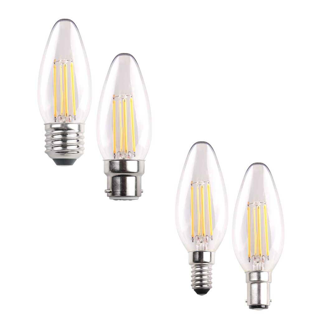 LED 4W Dimmable Clear Filament Candle Globe - Rovert Lighting