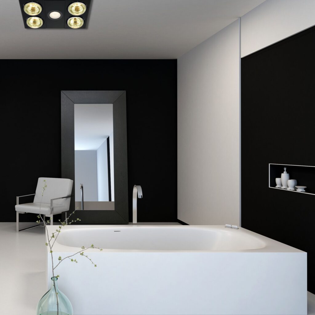 Eglo Heatflow 4 Lamp 3in1 Bathroom Heater, Fan and Light in Black ...
